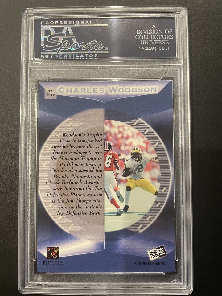 Charles Woodson signed 1998 Press Pass Trophy Case TC Rookie Card ...