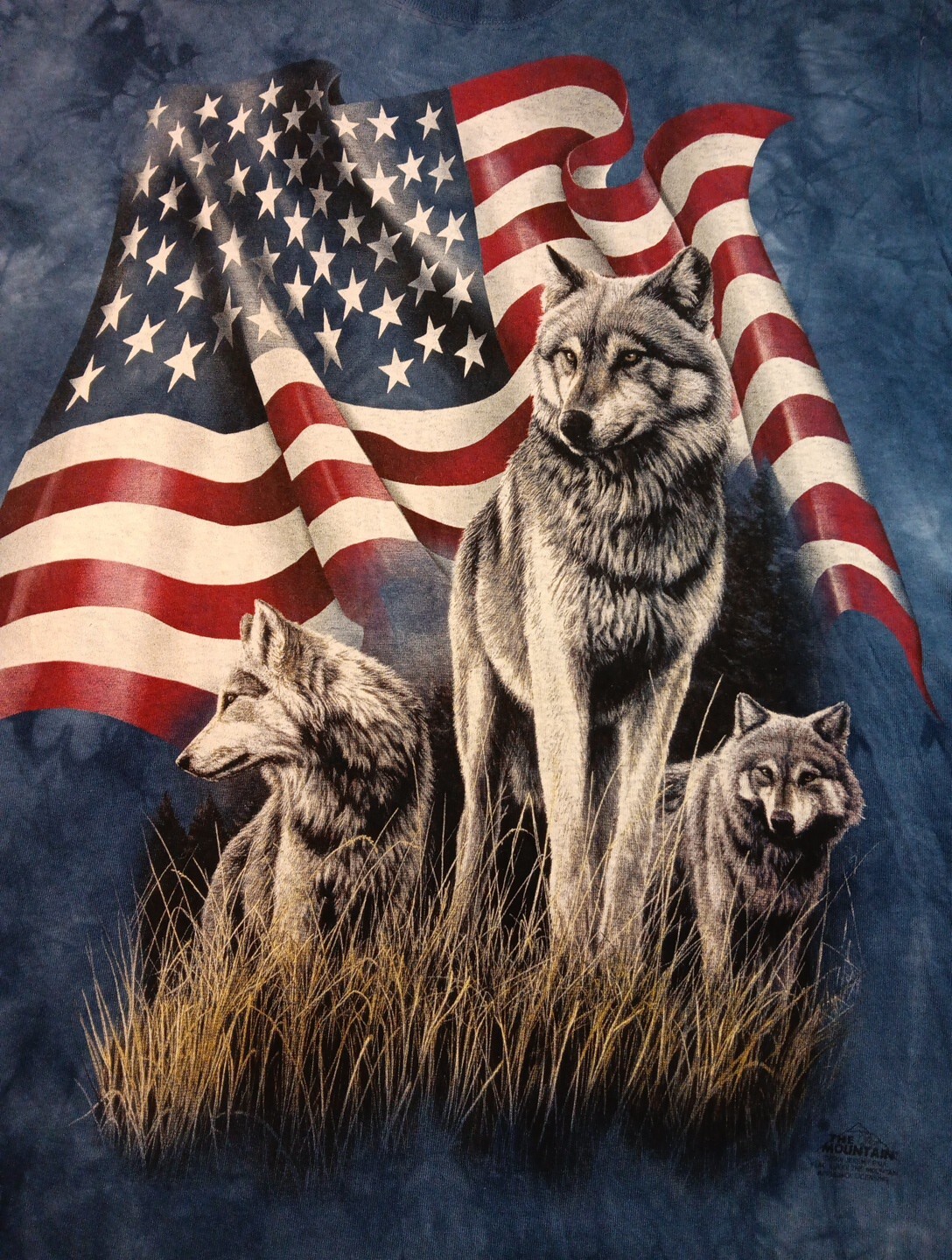 Vtg 2001 Men's Lg The Mountain American Flag Wolf Pac… - Gem