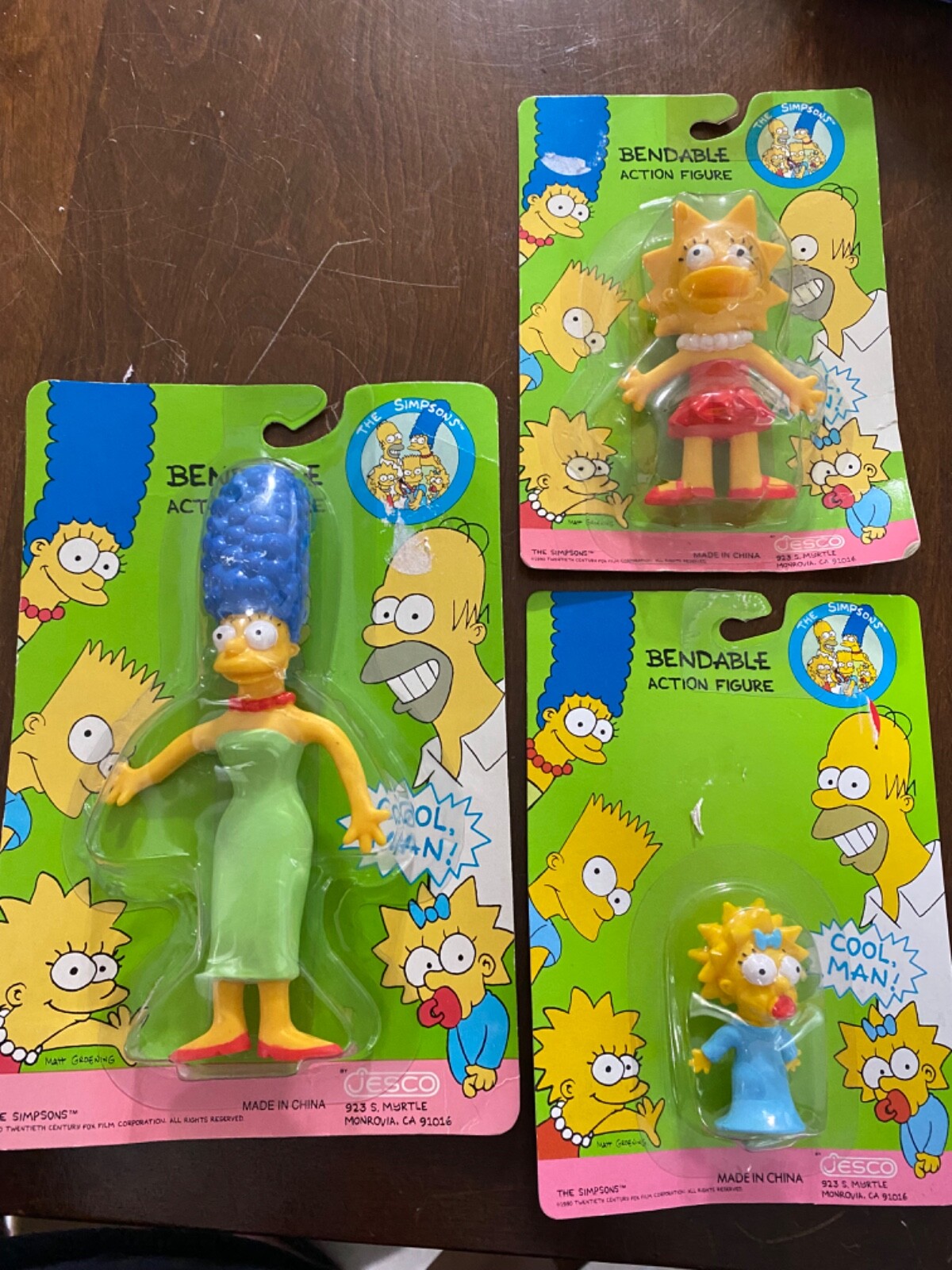 3 Vintage The Simpsons Bendable Action Figures by JESCO 1990 IN ...