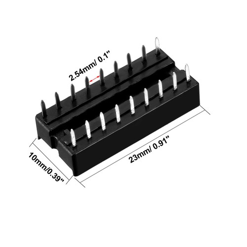 30pcs DIP IC Chip Socket Adaptor 7.6mm Row Pitch 2 Row 18 Flat Pins ...