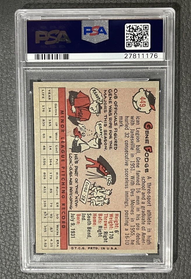 1958 Topps #449 GENE FODGE Chicago Cubs PSA 6 EX-MT | eBay