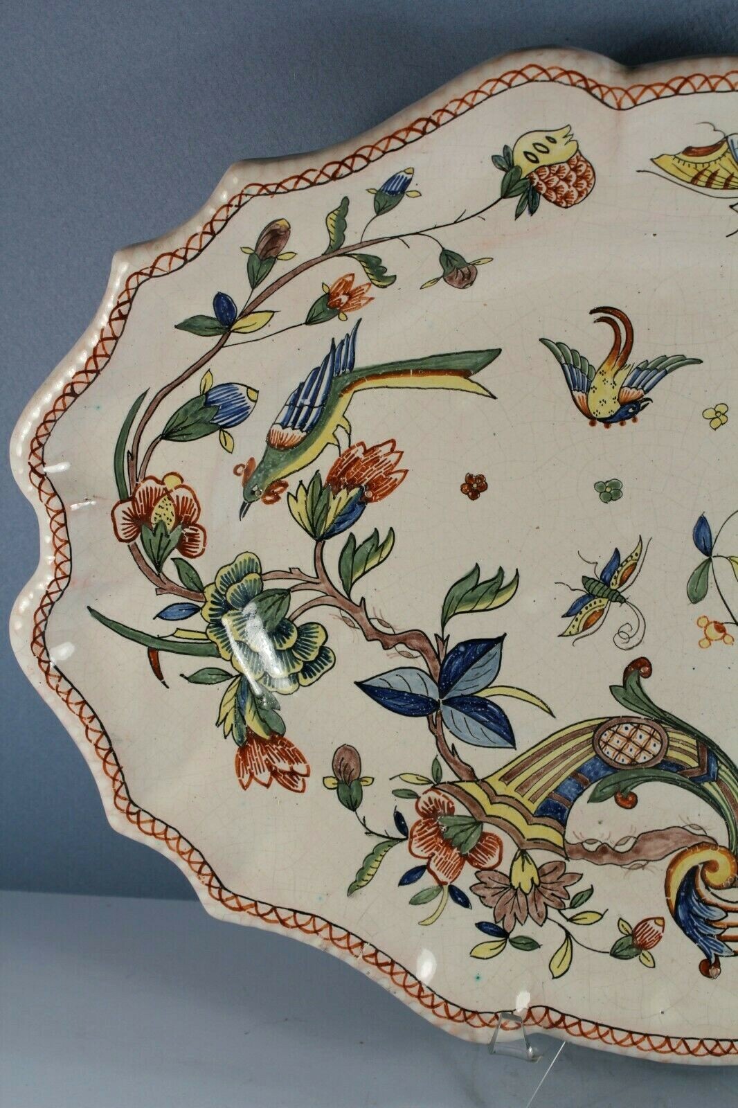 FRENCH Faience QUIMPER Platter RARE ROUEN Cornucopia Pattern 19th c HB ...