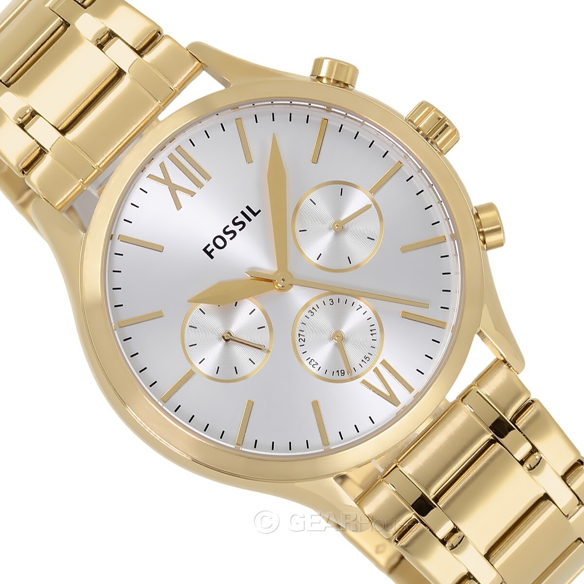 FOSSIL Fenmore Mens Gold Multifunction Watch, Silver Dial, Stainless ...