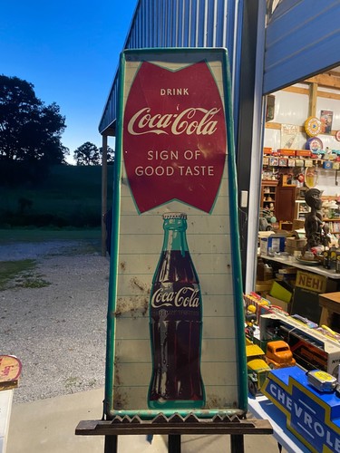 1960 Vintage Robertson Coca-Cola Vetical Fish Tail Bottle Sign Coke 52 ...