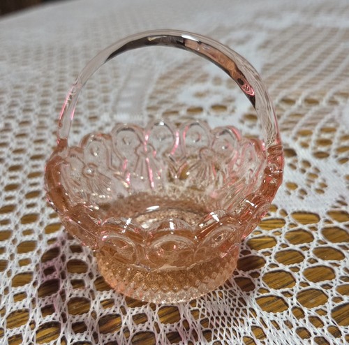 Pink Depression Glass Basket Salt ~ Trinket Dish Mini Heart ~Vintage ~3 ...
