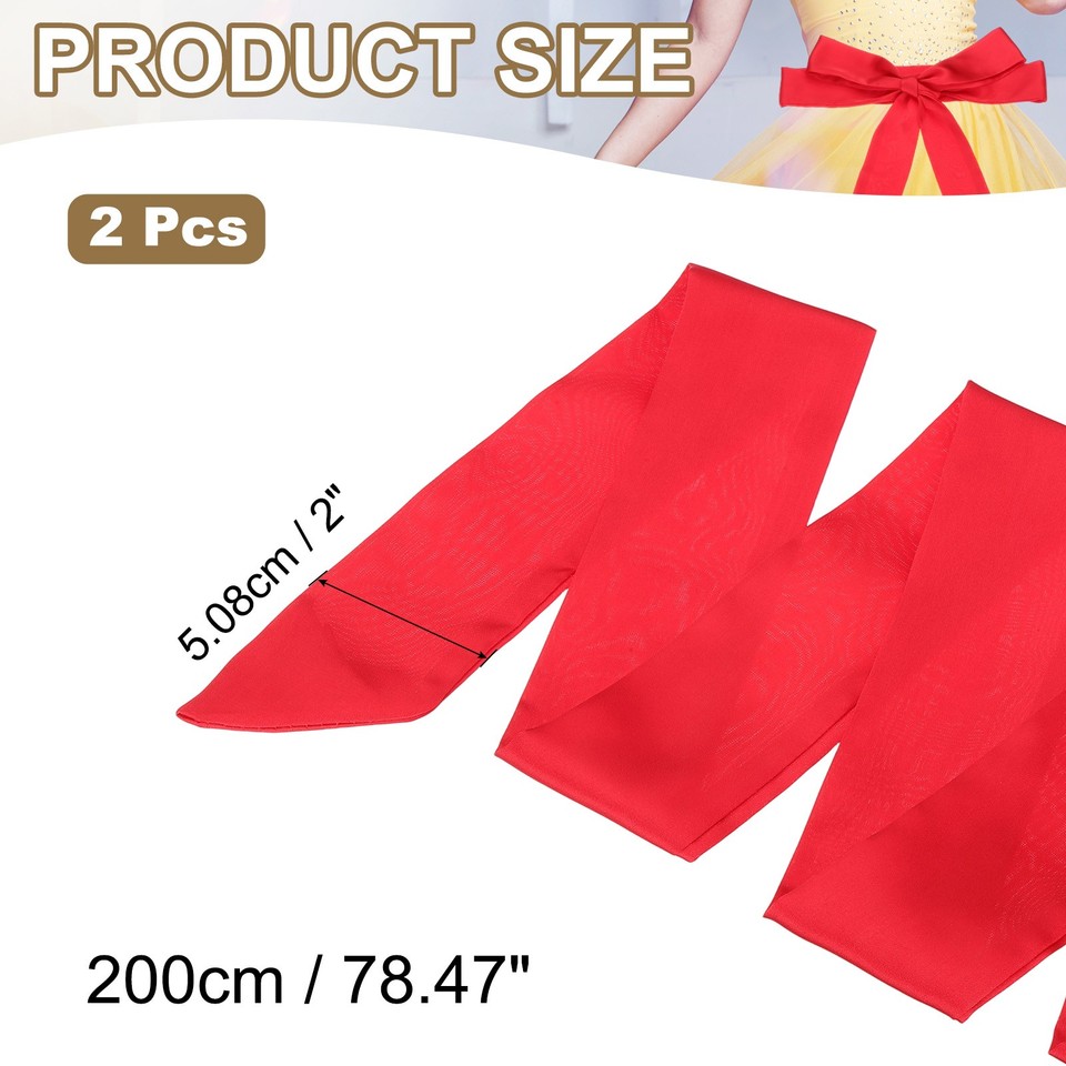 2 Pcs Satin Sash Belt Wedding Party Bridal Scarf Waist Belts Red ...
