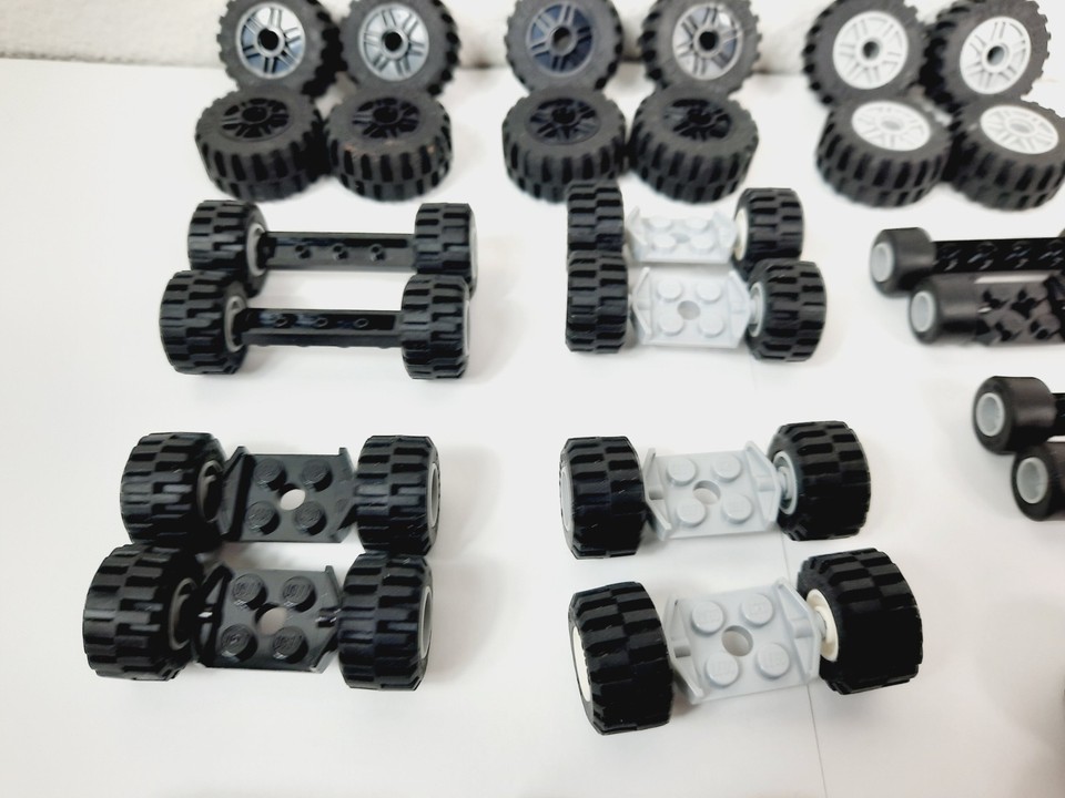 Lot of 12 Matching Lego Wheel & Tire Sets + Axles: 30.4x14, 87697 ...