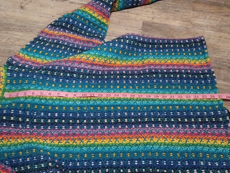 VTG Earth Ragz Rainbow Stripe Wool Sweater Jacket Zip Cardigan Unisex L ...