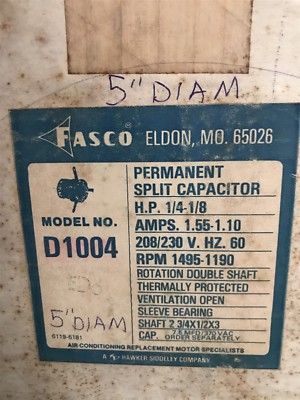 Fasco D1004 Hvac Split Cap Motor 7174-2396 U72 1/4-1/8Hp 230/208V | eBay