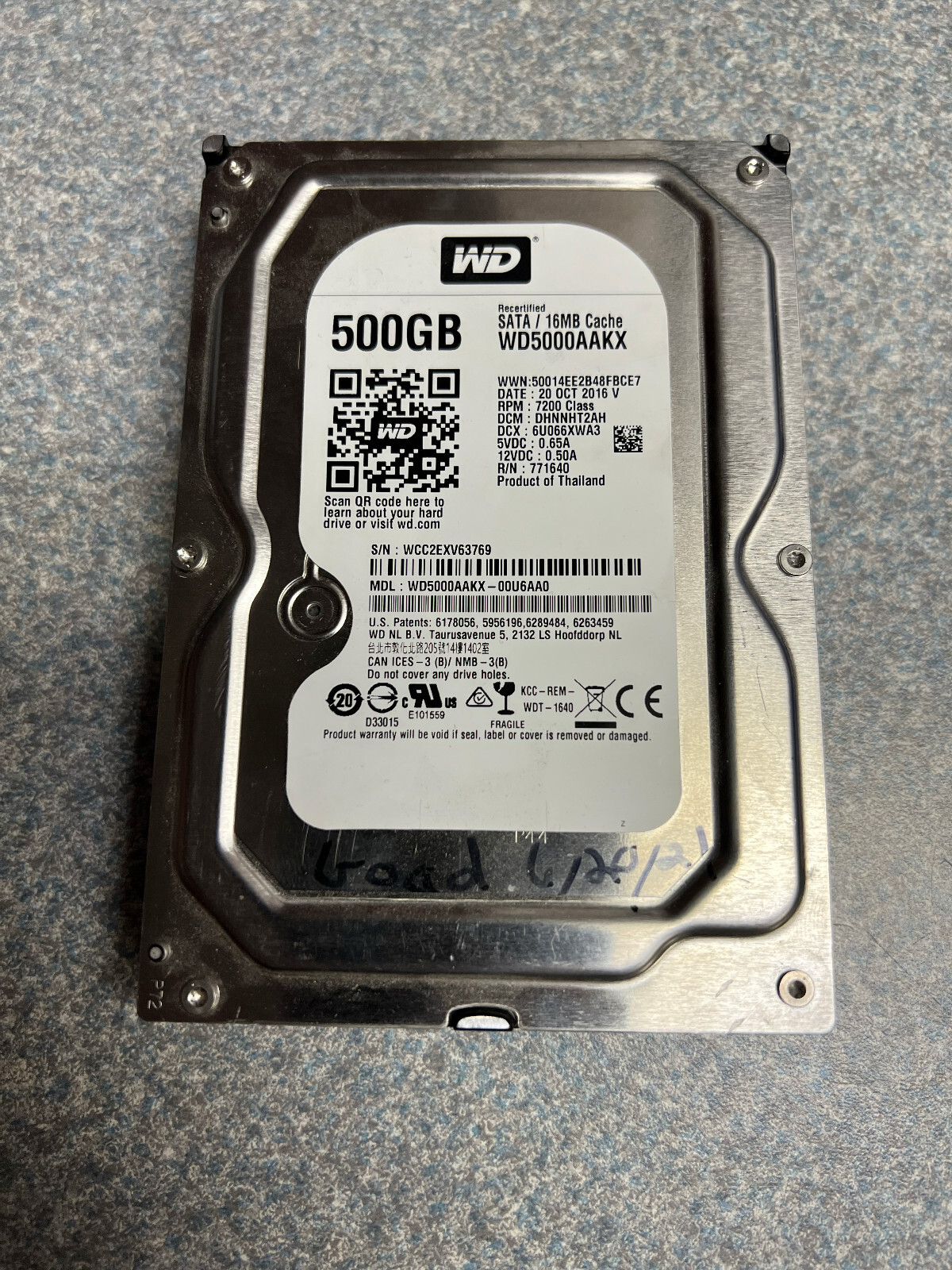 Western Digital 500GB Hard Drive HDD 3.5 WD5000AAKX-00u6aa0 | eBay