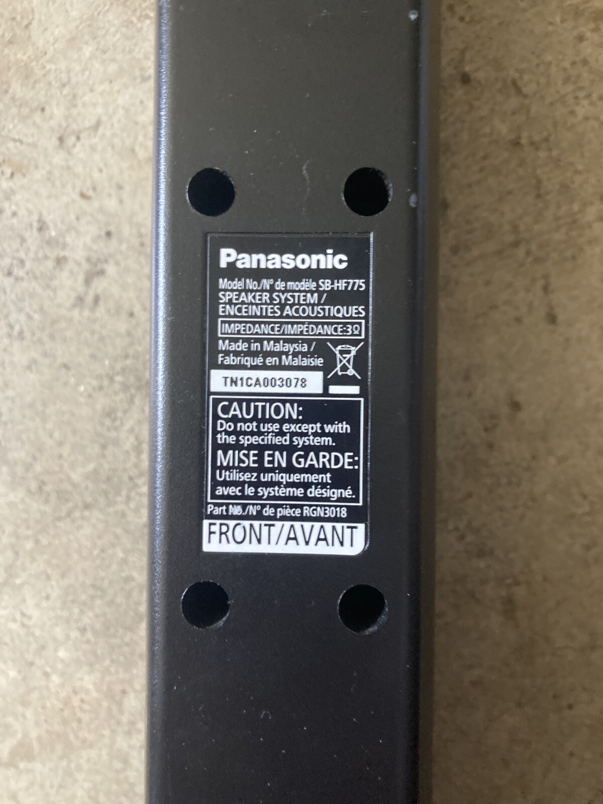 PANASONIC Surround Sound System CENTER SPEAKER SB-HF775 | eBay