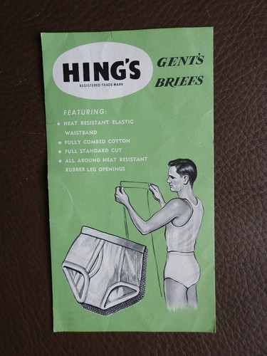 Vintage HINGS Gents Briefs Advertising Card Hing's Leaflet Ephemera | eBay