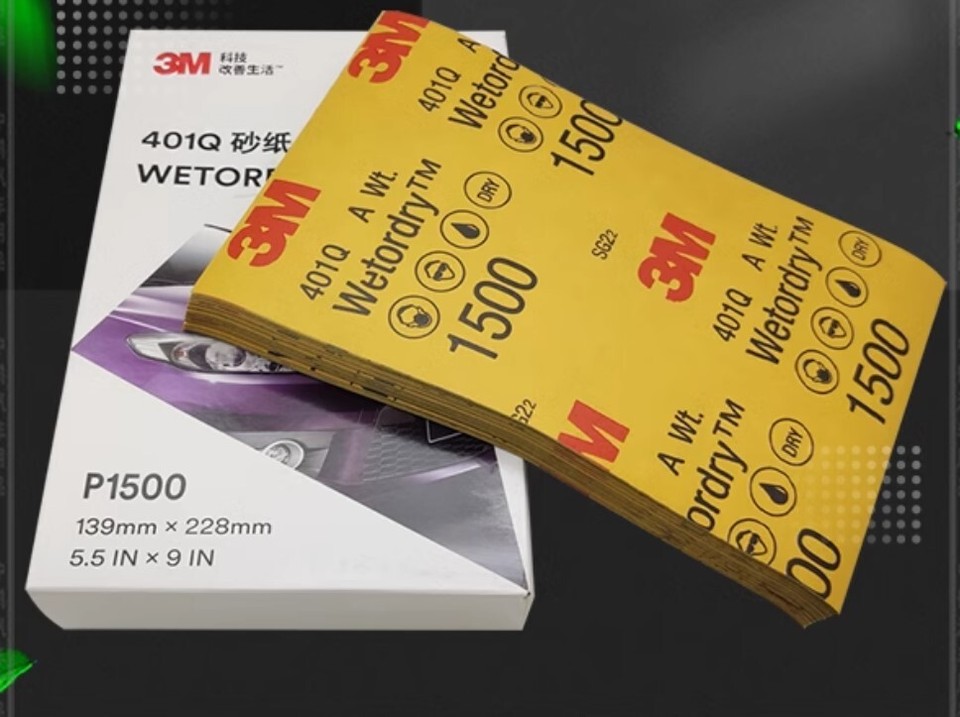 3M WETorDRY Abrasive Sheet 401Q 1200/1500/2000/2500 Grit Sandpaper (50 ...