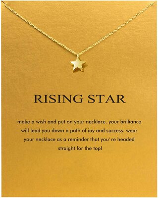Necklace Gold Paved With Start Pendant Necklace with Message Card for ...