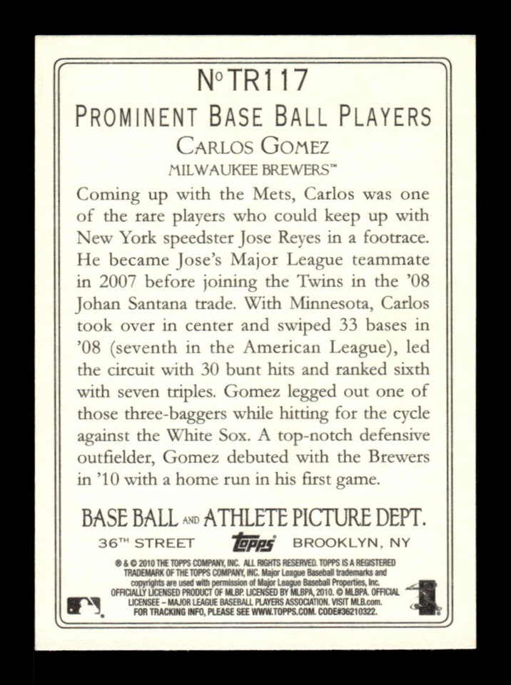 2010 Topps Update Carlos Gomez Turkey Red #TR117 | eBay