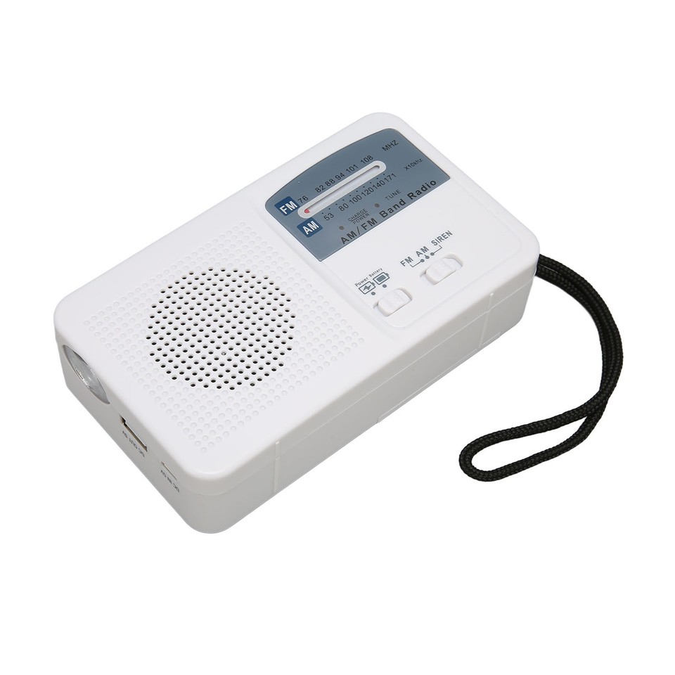 (White) Portable Radio Small Portable AM FM Radio: Solar/Hand | eBay ...