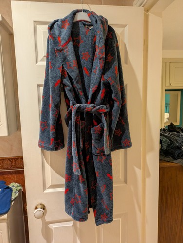Debenhams Blue Zoo Boys dressing gown hooded robe age 13-14 years Navy ...