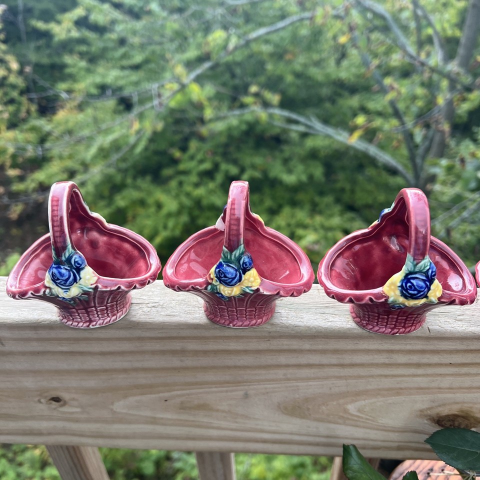 Small Ceramic Ring Baskets with Flowers & Leaves Made In Japan Trinket ...