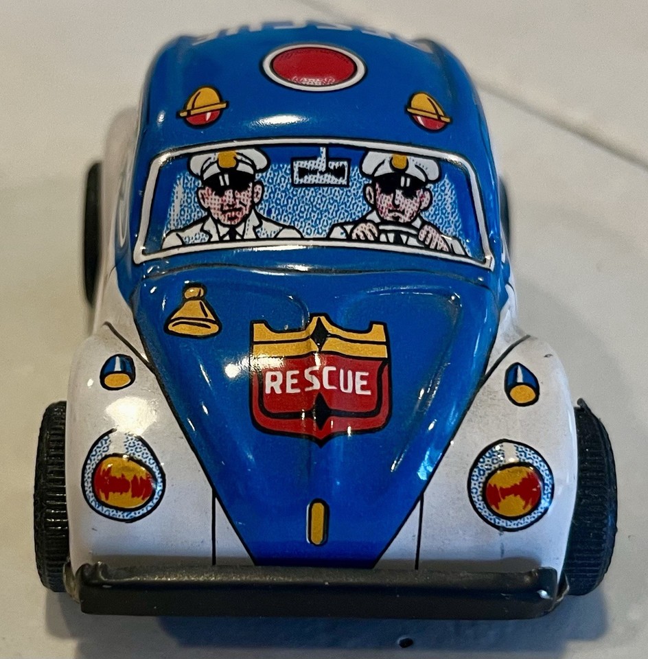 Vintage VW Bug Japanese Volkswagen Beetle Tin car Rescue Police cruiser ...