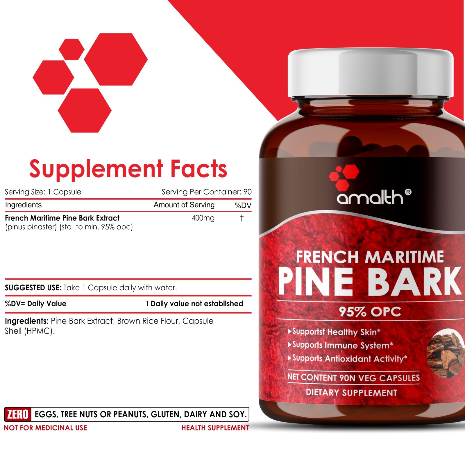 Pine Bark Extract French Maritime 2500 mg Capsules Radical Free - 90 ...
