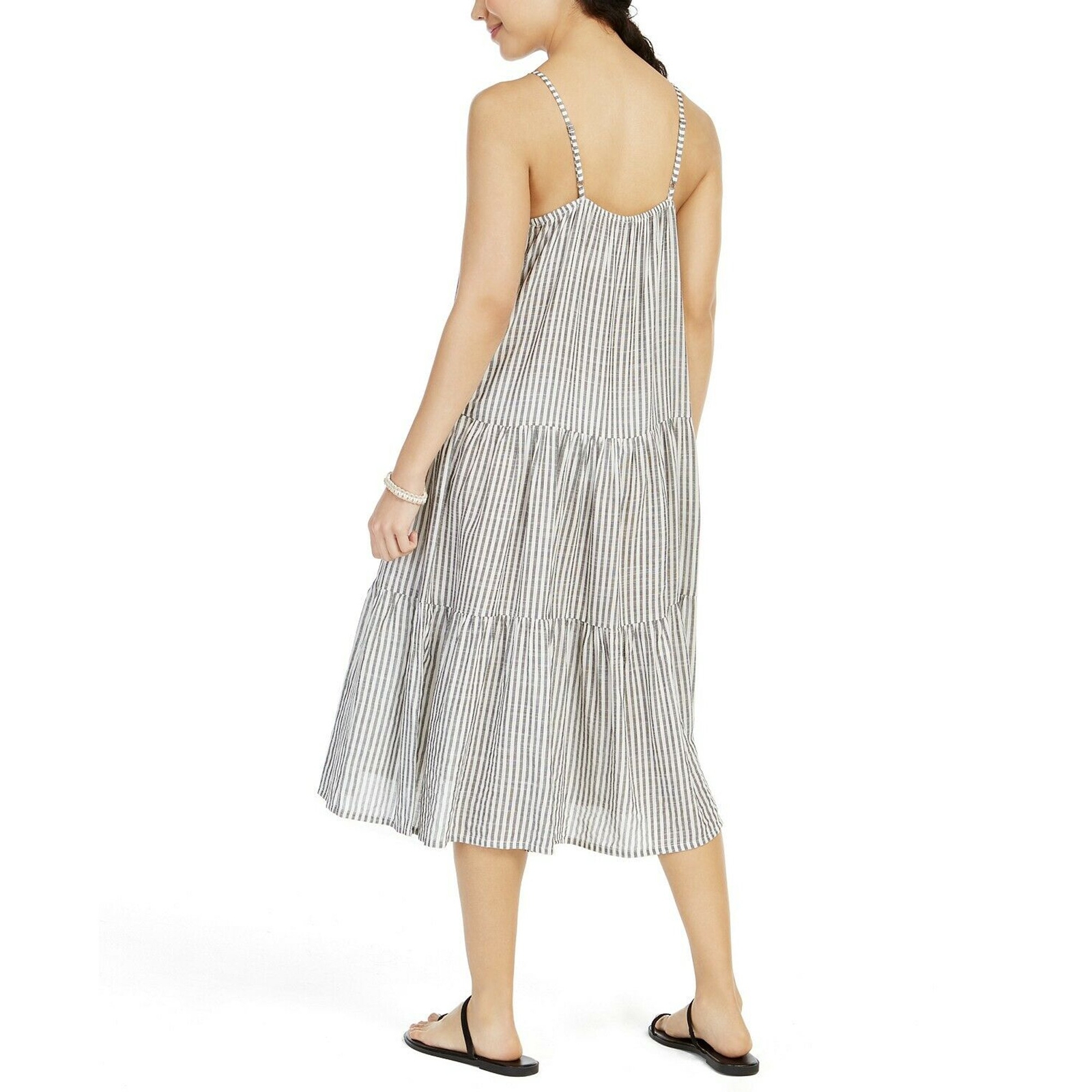 Raviya Black Stripe Sleeveless Cotton Midi Dress Swim Cover-up US X ...