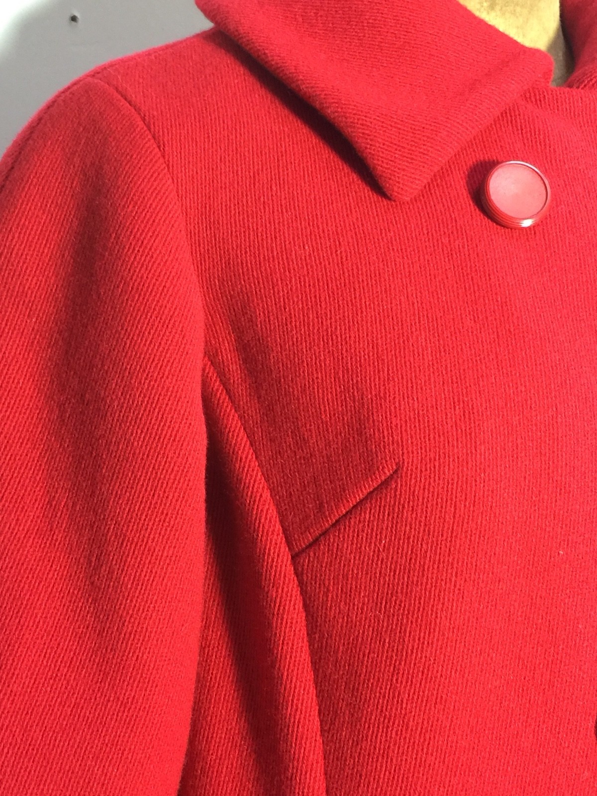 1960s RED 100% WOOL TWILL BESPOKE KNEE LENGTH COAT BUST UK 10-12 | eBay