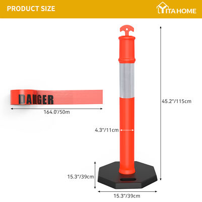 Brezelge 3 PACK Delineator Post w/ Base, 45" Traffic Delineator Posts ...