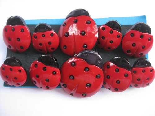 15-24.5mm Cute Glossy Red Black Ladybugs Ladybeetles Shank Sewing ...
