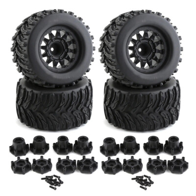 Off-Road 1/10 Size Wheel for 12mm & 14mm Hex & Tire Set (4) OD=125mm W ...