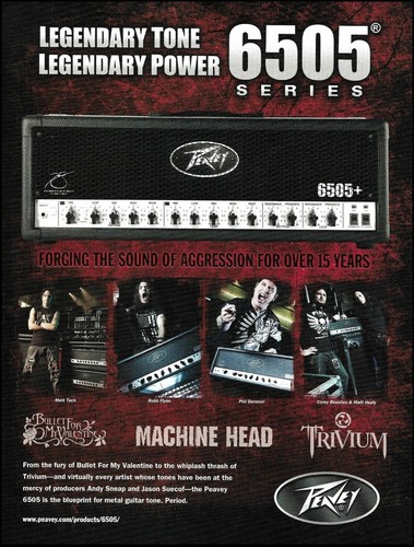 Peavey 6505 guitar amp ad print w/ Bullet For My Valentine Machine Head ...