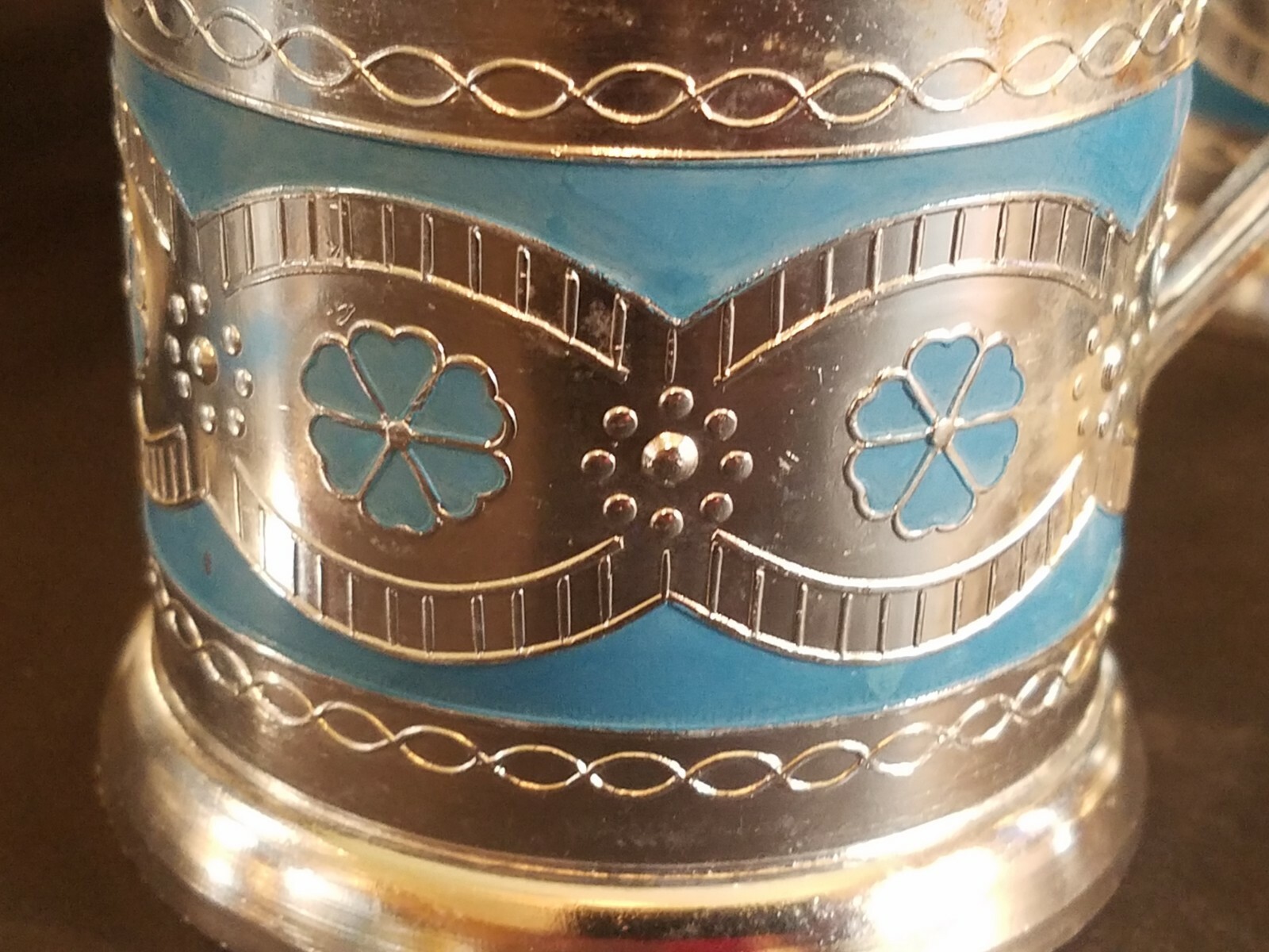 Vintage (LOT OF 8) Russian Tea Coffee Stakan Holder Aluminium Green ...