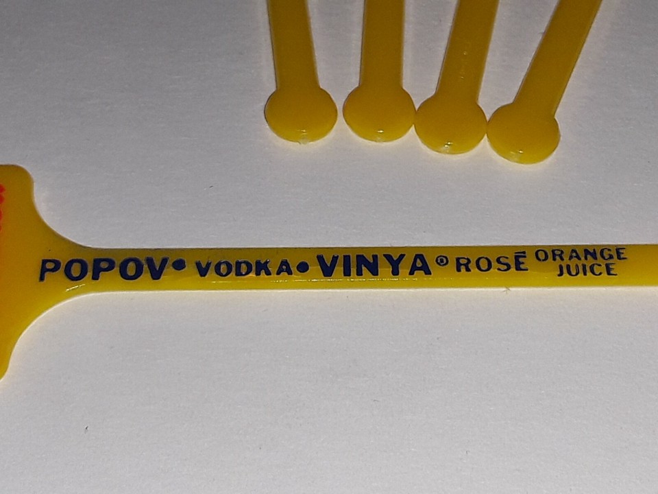 5 Vtg Try a Corkscrew~POPOV~Stirrers/Swizzle Stick~Vodka-VINYA Rose ...