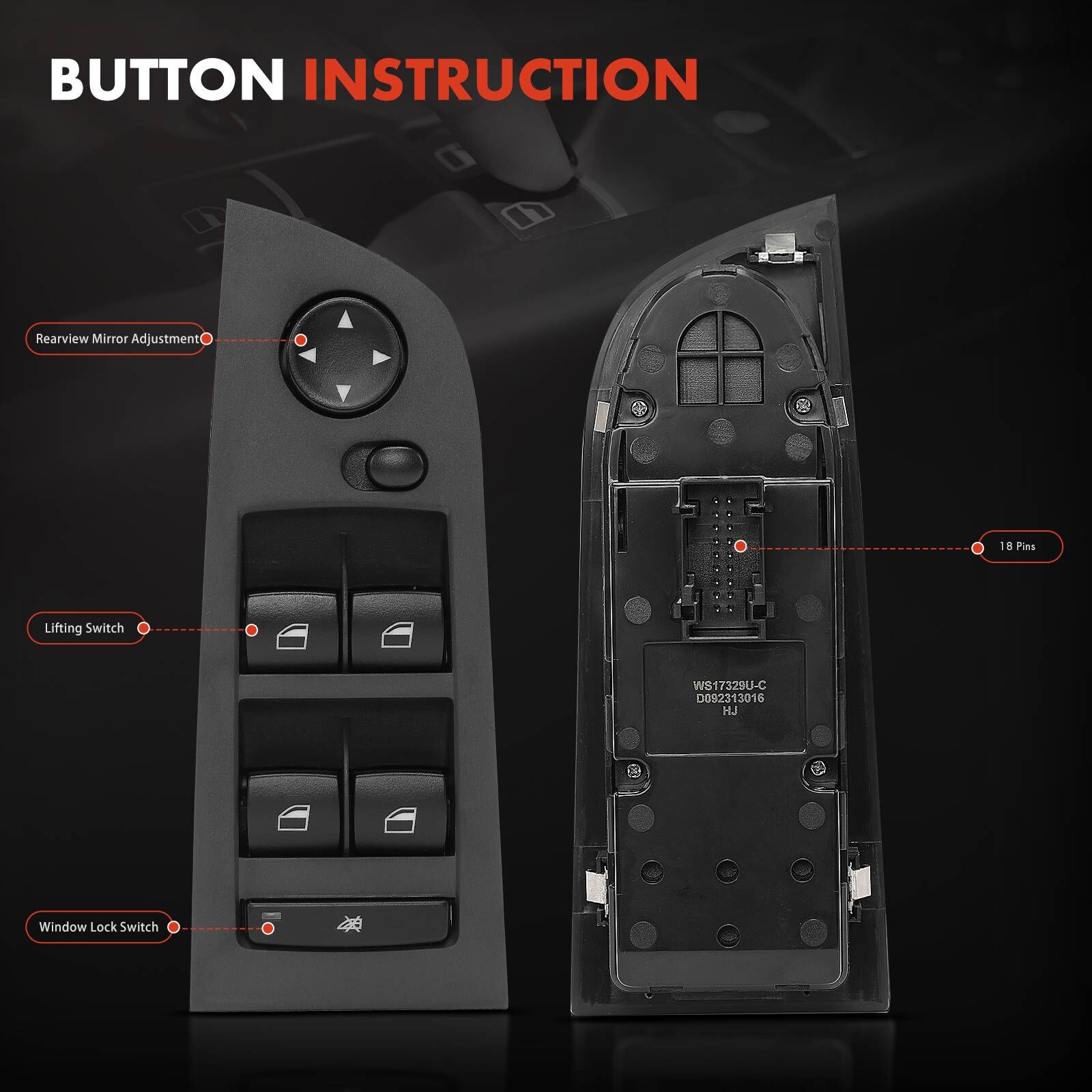 Power Window Switch LH Black Panel for BMW E90 E91 325i 335i ...