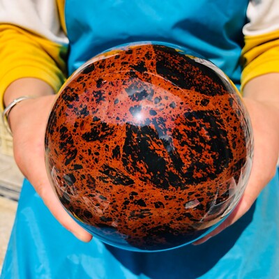 6.35LB Natural Beautiful Red Obsidian Ball Quartz Crystal Sphere ...