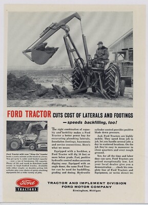 1956 Ford Tractor Ad: - Step On Loader Attachment - Hydraulic Cylinder ...