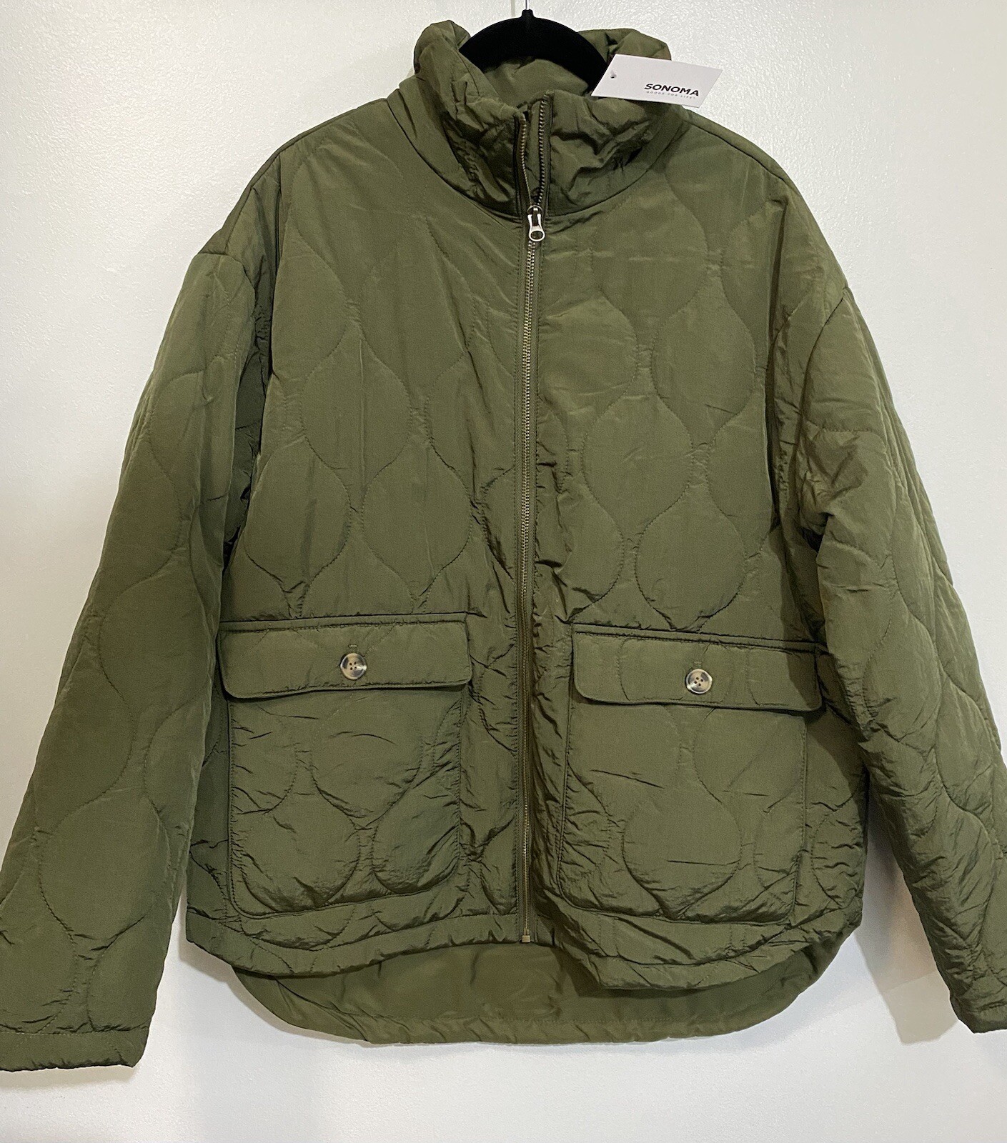 Sonoma Women's Quilted Jacket Olive Woman's Size M 100% Nylon Brand New ...