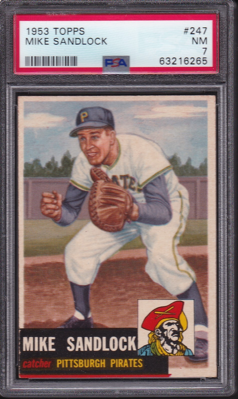 1953 Topps #247 MIKE SANDLOCK HIGH NUMBER NM PSA 7 Graded Baseball Card ...