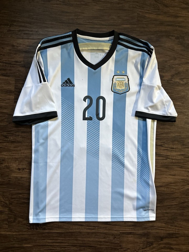 Authentic Aguero Argentina 2013-15 2014 World Cup Home Soccer Jersey L ...