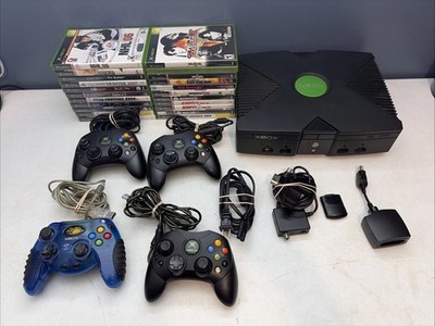 Microsoft Original Xbox Console Bundle 22 Games 4 Controllers Cords ...