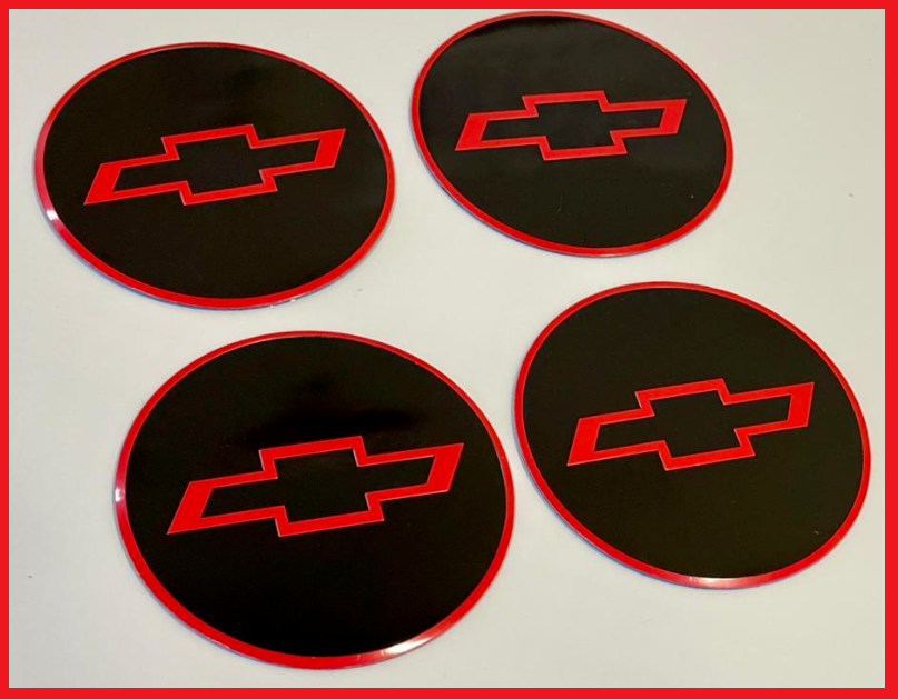 4pcs. Chevy Red/Black logos for 16" 17" RIMS 6/8 LUG RIMS WHEEL Center ...