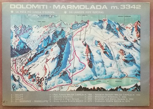 DOLOMITI - MARMOLADA M. 3342 LA PISTA PIÙ LUNGA D'EUROPA MAPPA MAP ...