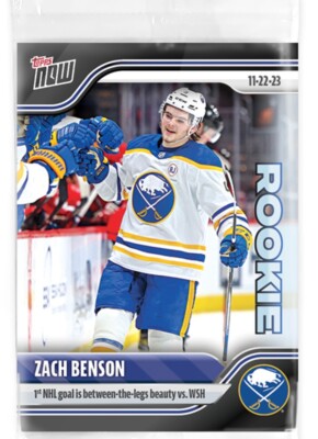 2023-24 TOPPS NOW NHL STICKER 44 ZACH BENSON SABRES ROOKIE 1ST GOAL IN ...