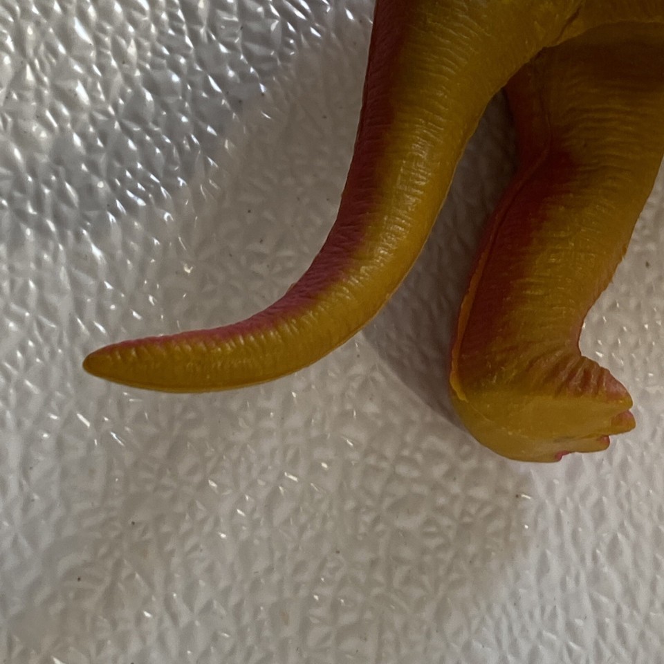 Vintage 1985 Imperial Brontosaurus Red Orange Yellow Plastic Dinosaur 8 ...