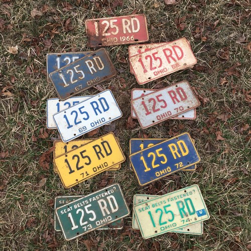 Vintage Lot Ohio 125 RD License Plates 9 Sequential Years 1966 To 1974 ...