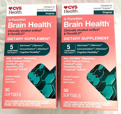 Lot of (2)Compare to Neuriva CVS Health 5 Function Brain Health 30 ...