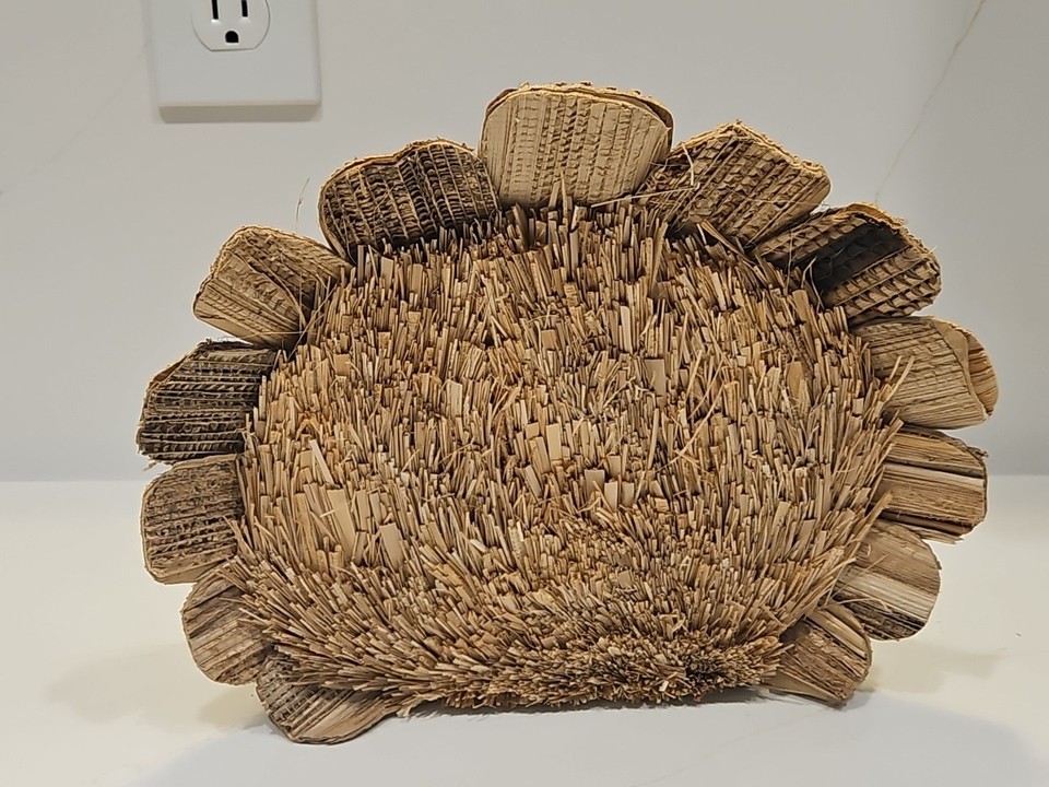Straw Turkey Table Fall Thanksgiving Decor Centerpiece Wood, Pine Cones ...