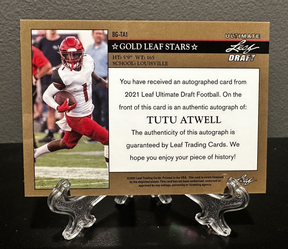 2021 Leaf Ultimate Draft TUTU ATWELL Auto Rookie #/35 Autograph Gold ...