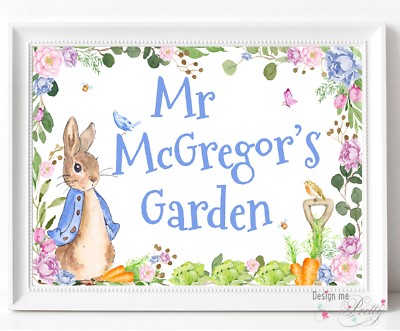 Peter Rabbit Nursery Print - Wall Art Birthday Christening Mr Mcgregor ...