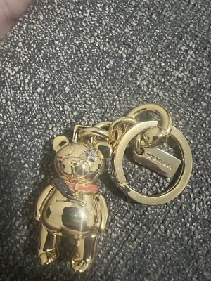 Coach Rose Gold Tone Teddy Bear Purse Charm 3D Keychain 87166 New | eBay