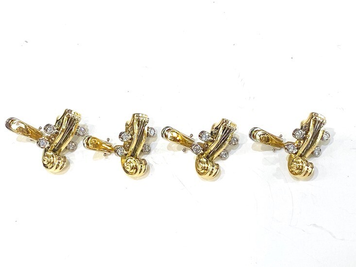 18KW-Yellow Gold Deakin & Francis Set of Violin/Chelo Head Cufflinks ...